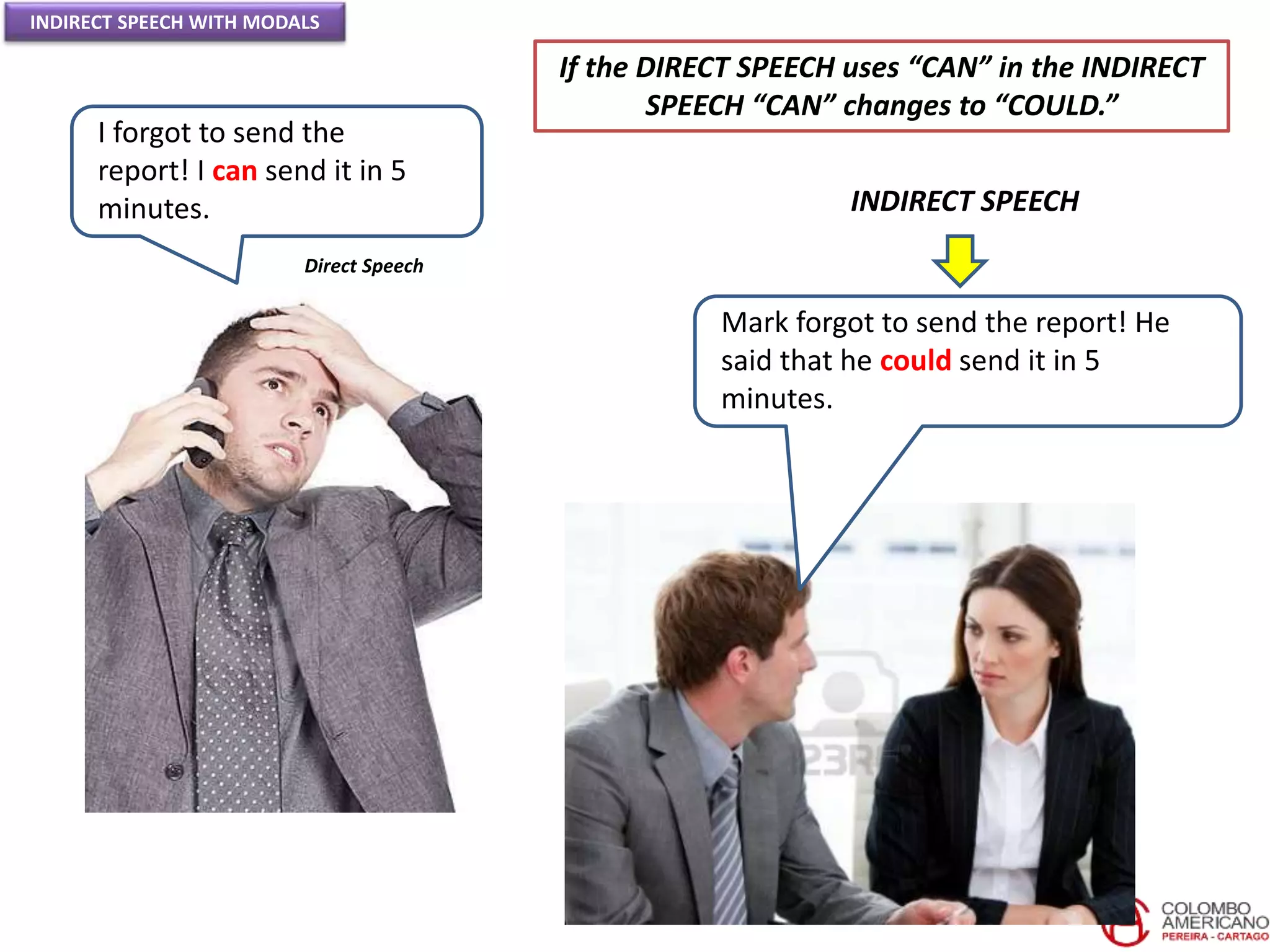 C17 U9 Project indirect speech with modals. | PPT