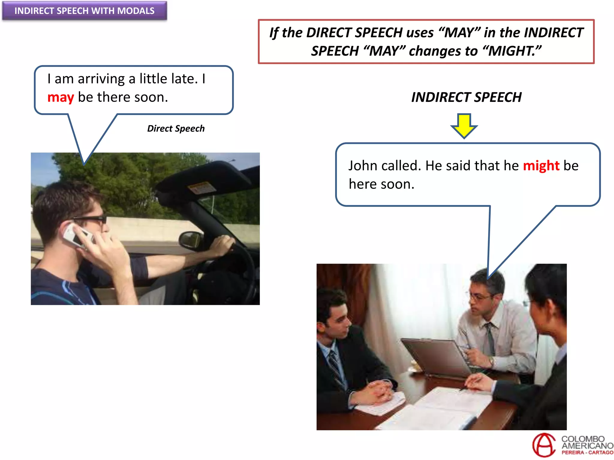 C17 U9 Project indirect speech with modals. | PPT