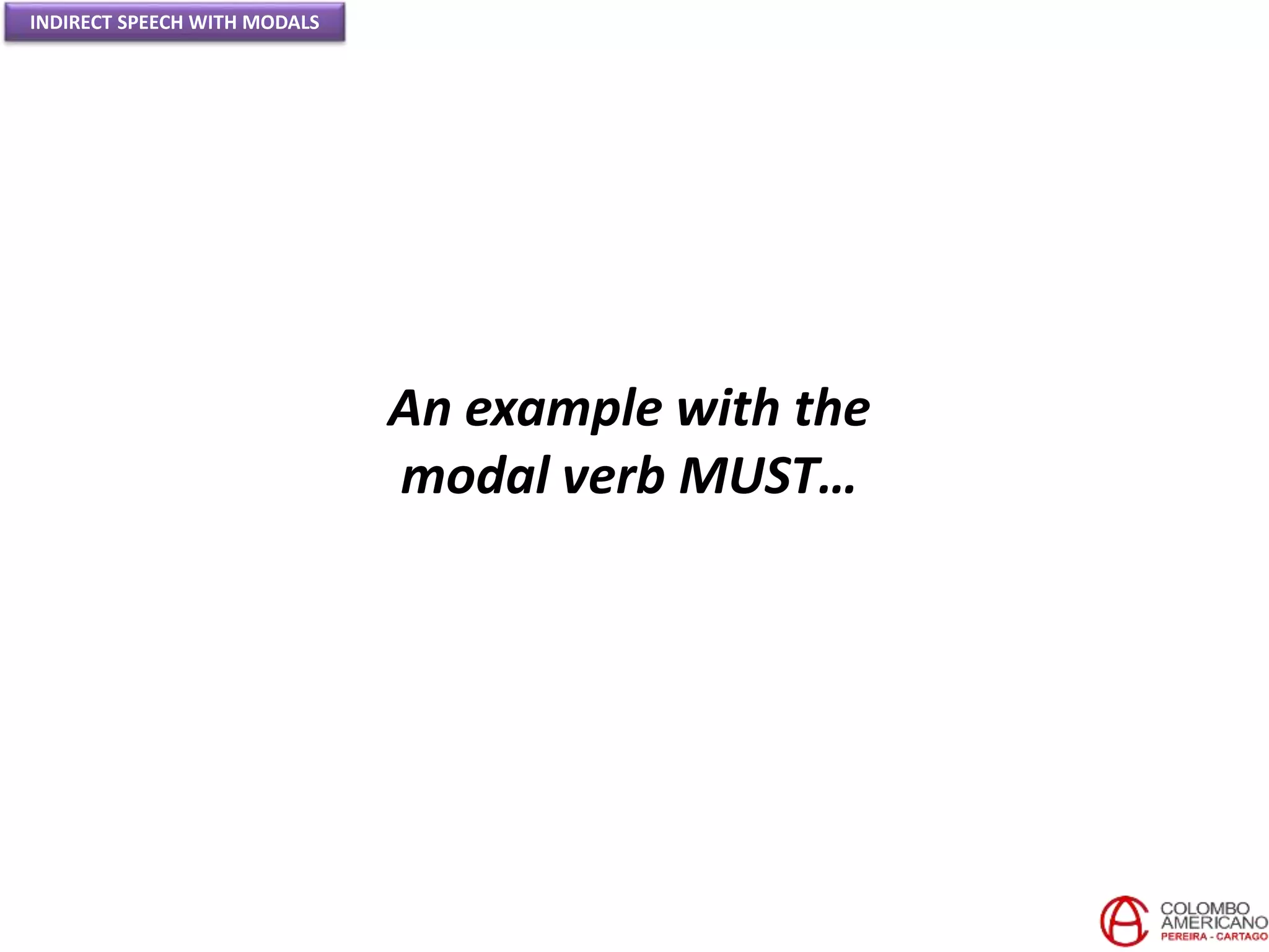C17 U9 Project indirect speech with modals. | PPT