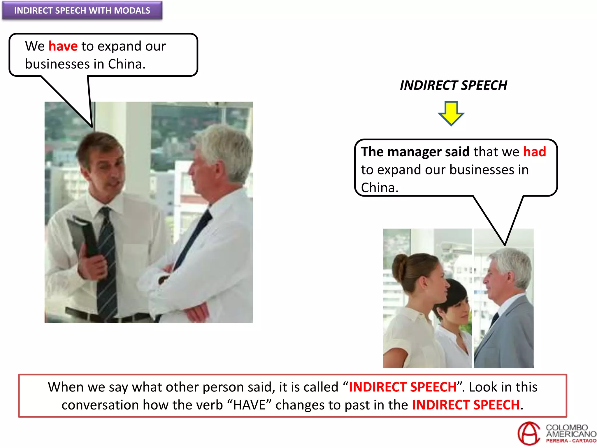 C17 U9 Project indirect speech with modals. | PPT