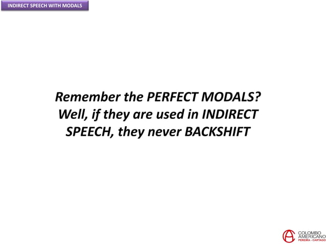 C17 U9 Project indirect speech with modals. | PPT