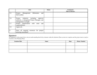 Project initiation transition checklist | DOC