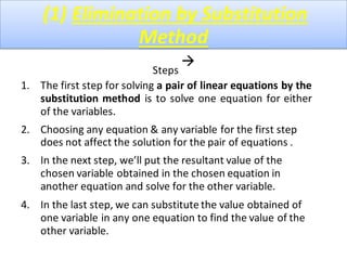 PROJECT (PPT) ON PAIR OF LINEAR EQUATIONS IN TWO VARIABLES - CLASS 10 ...