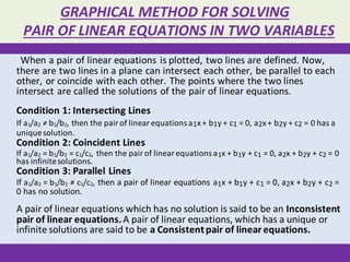 PROJECT (PPT) ON PAIR OF LINEAR EQUATIONS IN TWO VARIABLES - CLASS 10 ...