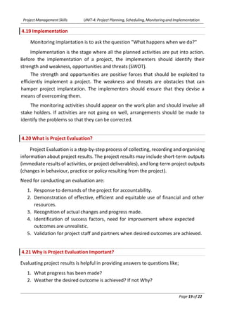 Project Management Skills unit-4 Notes | PDF