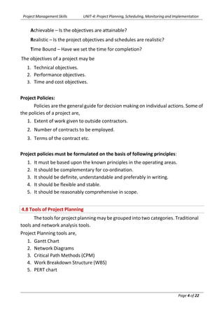 Project Management Skills unit-4 Notes | PDF