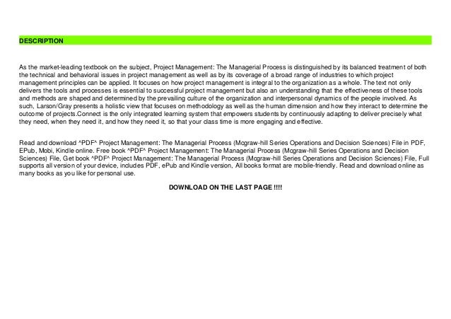 ^PDF^ Project Management: The Managerial Process