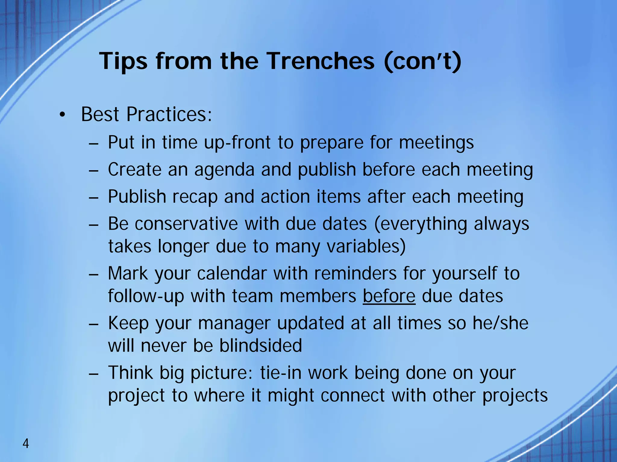 Project Management: Tips from the Trenches | PDF