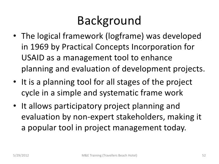 Project m&e & logframe
