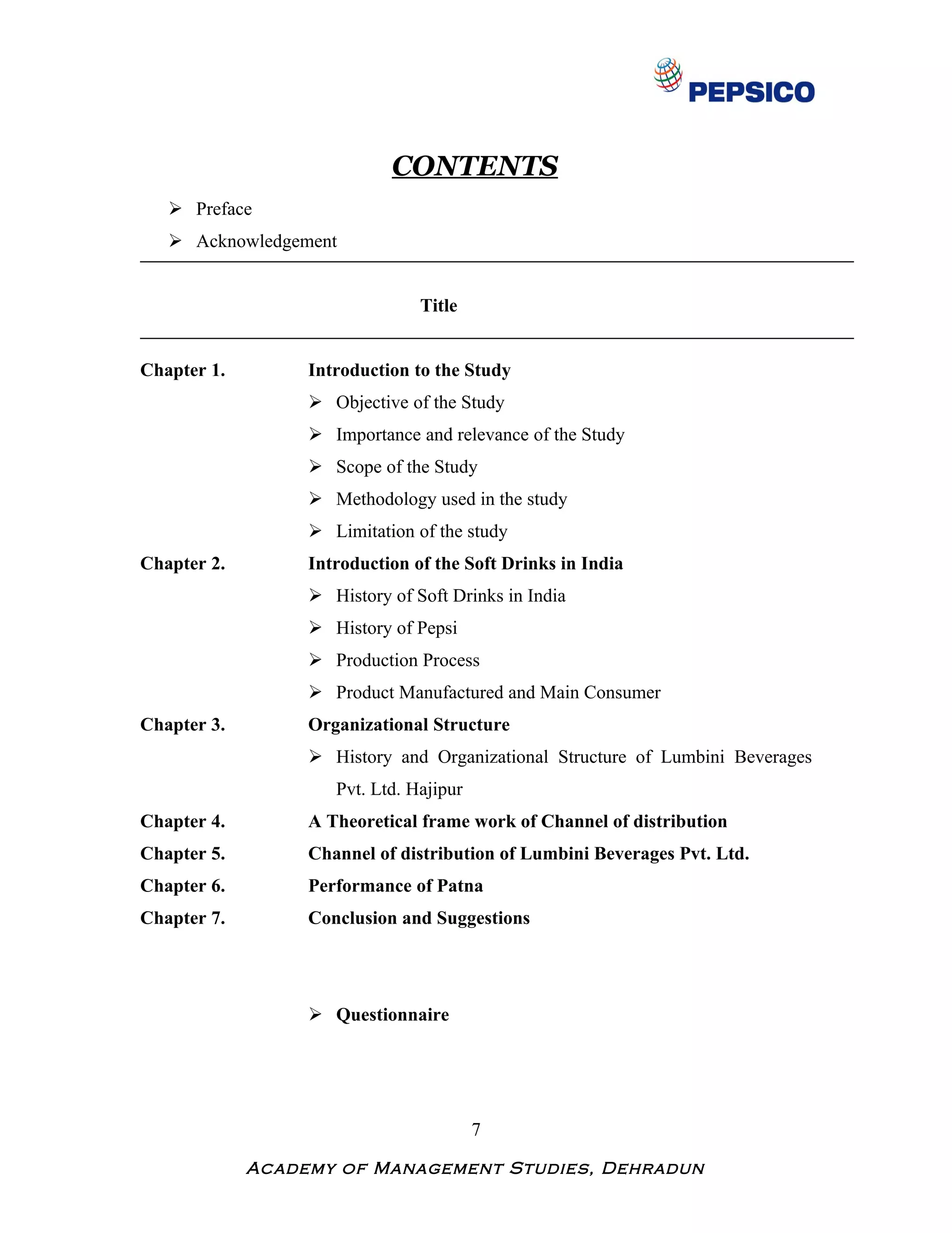 Project on-distribution-channel-of-pepsi | DOC