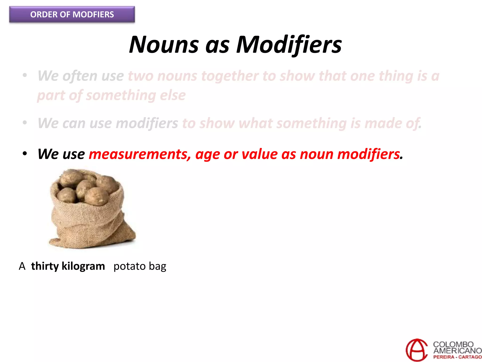 C17 U10 Project order of modifiers. | PPTX
