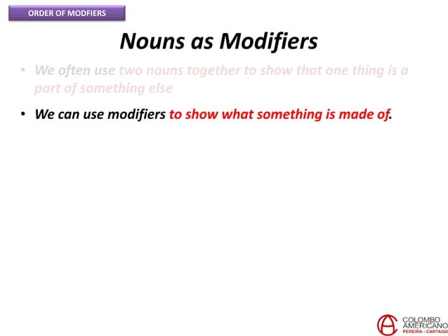 C17 U10 Project order of modifiers. | PPTX