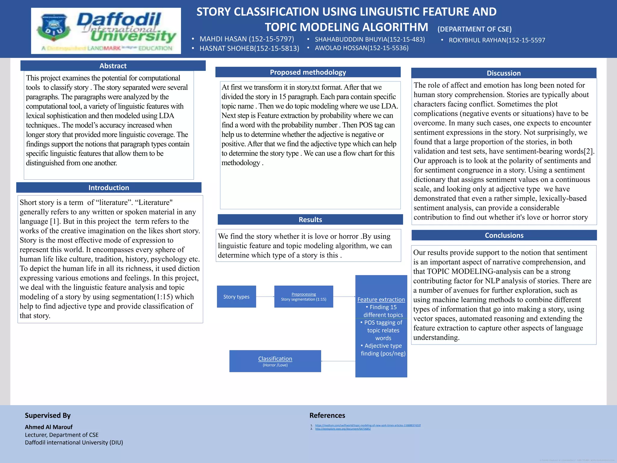Story Classification Using Linguistic Feature And Topic Modeling
