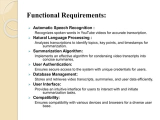 Youtube Transcript Sumariser- application of API | PPTX