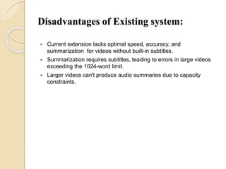 Youtube Transcript Sumariser- application of API | PPTX
