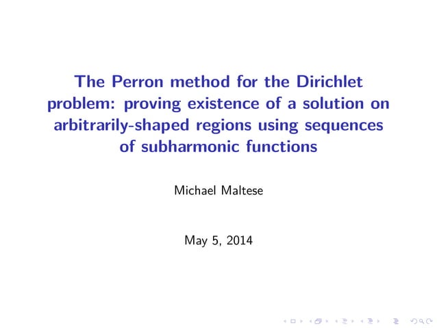 Perron method for the Dirichlet problem | PPT