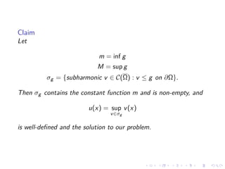 Perron method for the Dirichlet problem | PPT