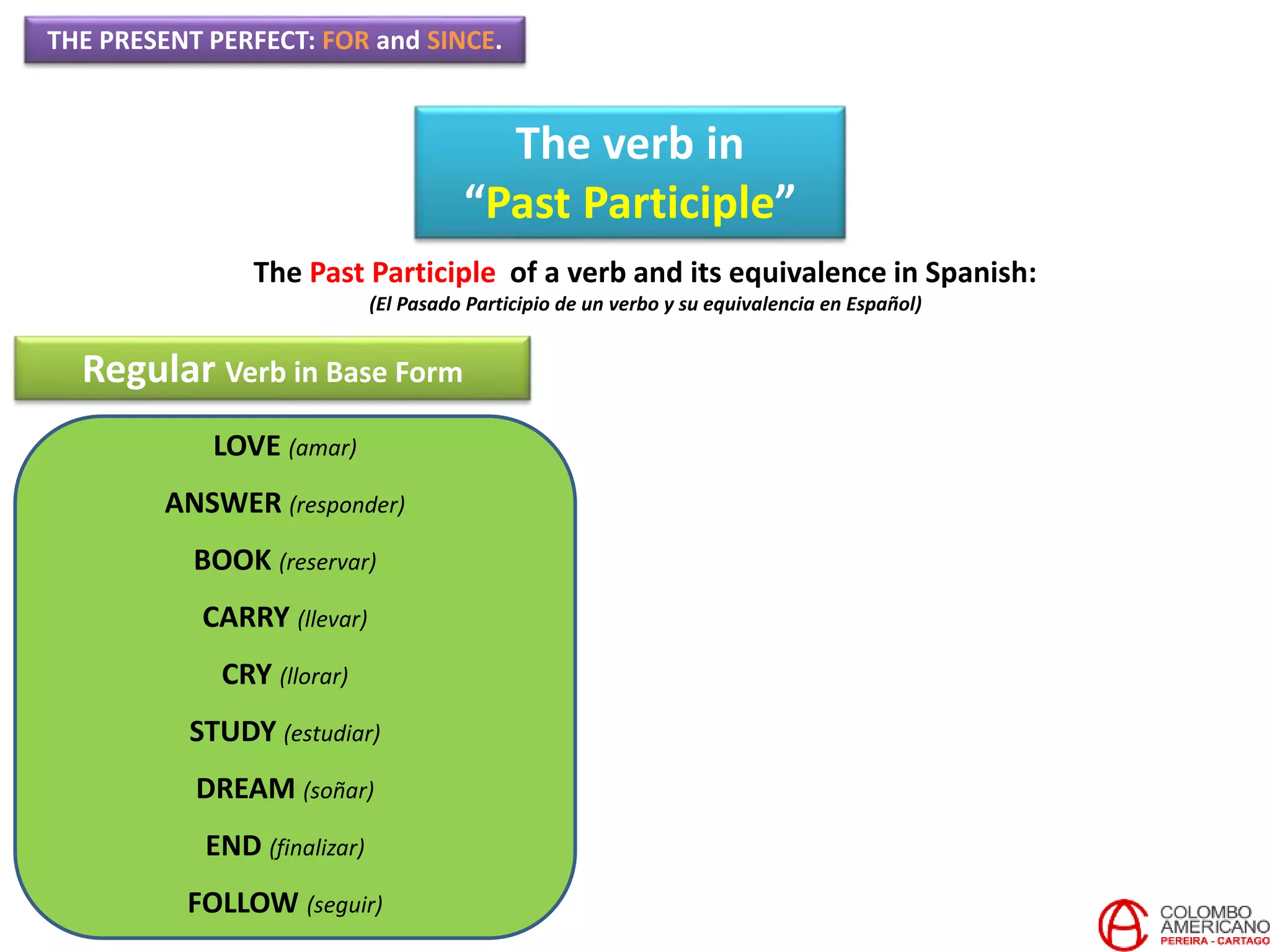C8 U2 Project present perfect. for and since. | PPTX