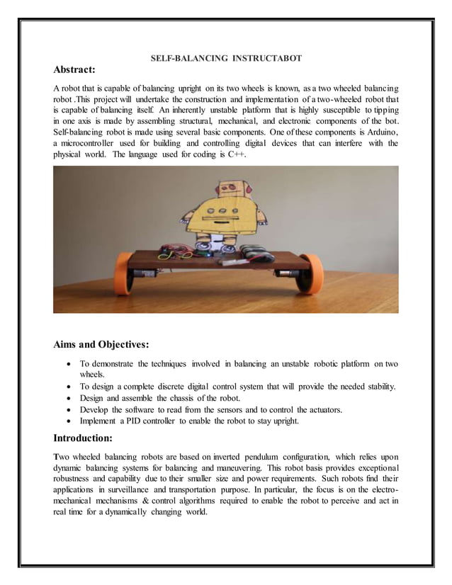 Self Balancing Robot Project proposal | DOCX