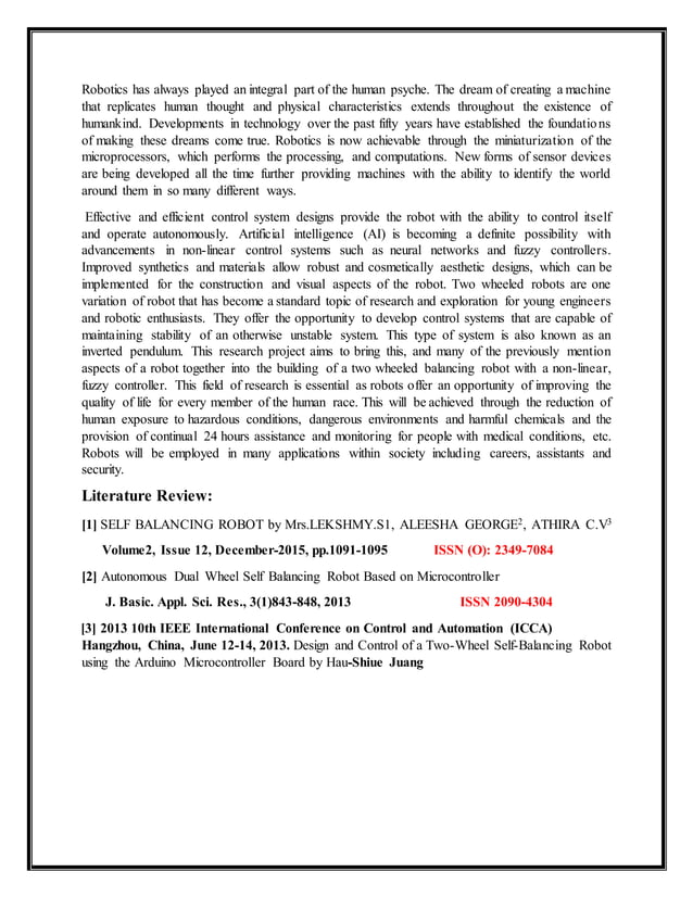 Self Balancing Robot Project proposal | DOCX