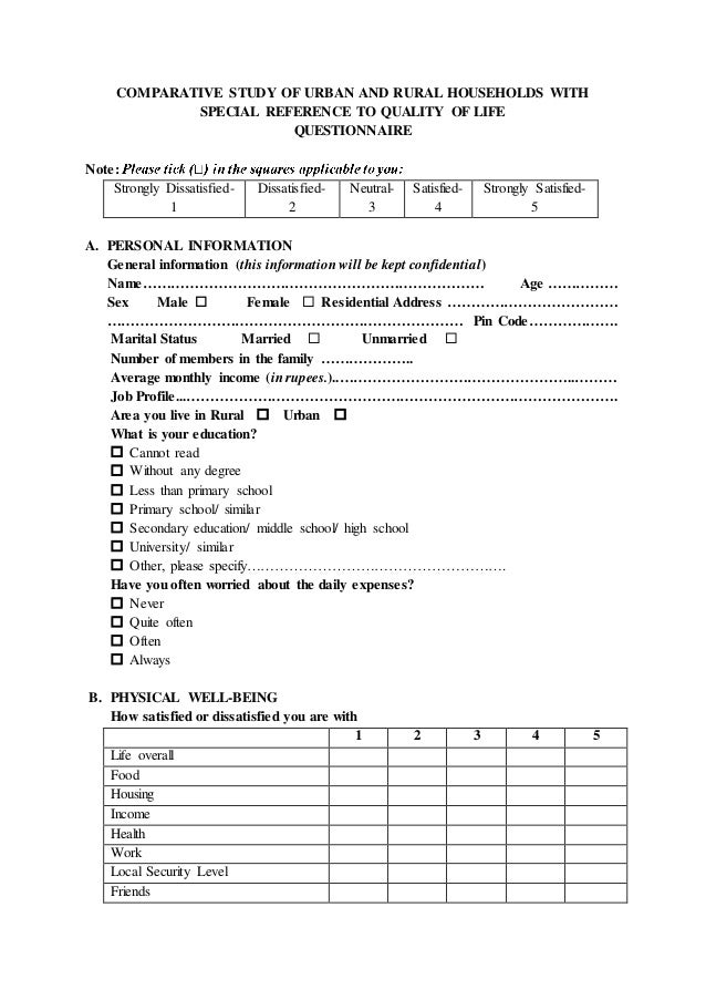 Project questionnaire