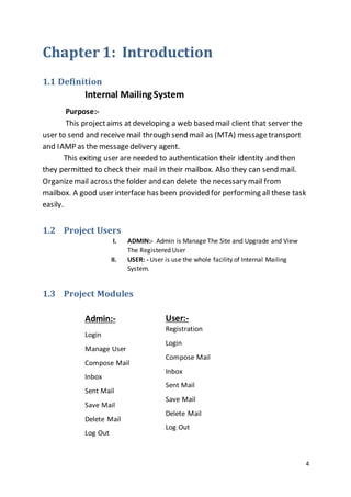 INTERNAL MAILING SYSTEM-Project report | DOCX