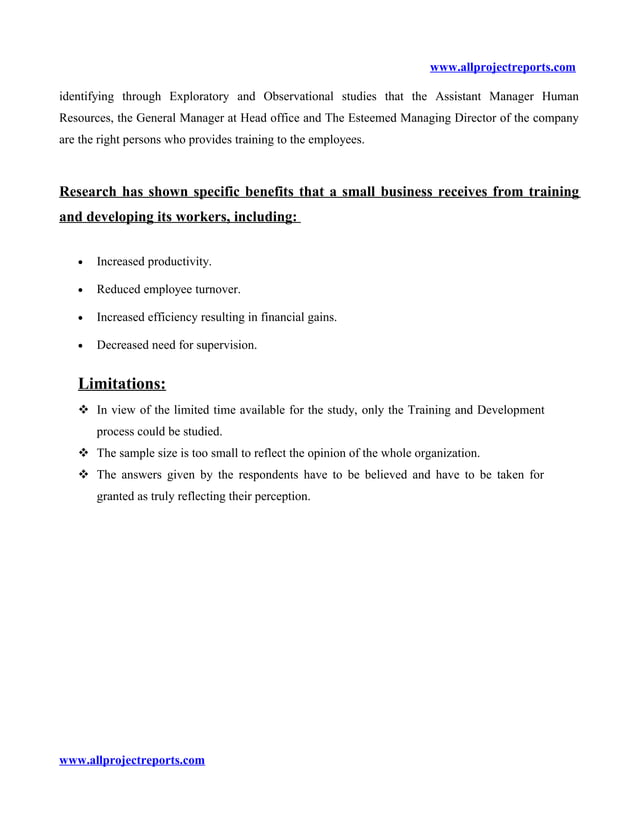 Project report-employees-training-development | PDF | Business ...
