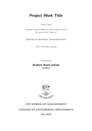 Project Template Sample Kerala University MBA | PDF