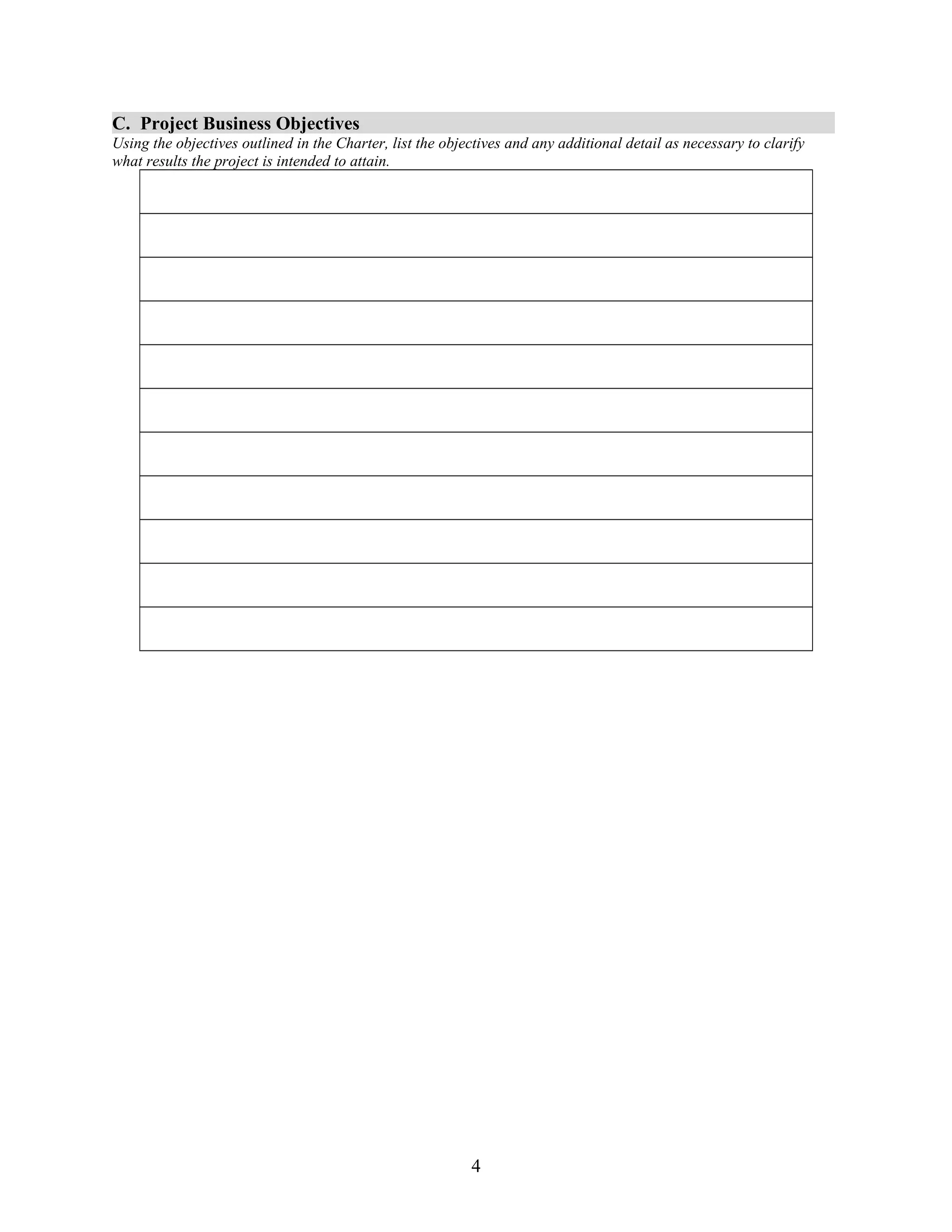 Project scope and business objective worksheet 1.2 | PDF