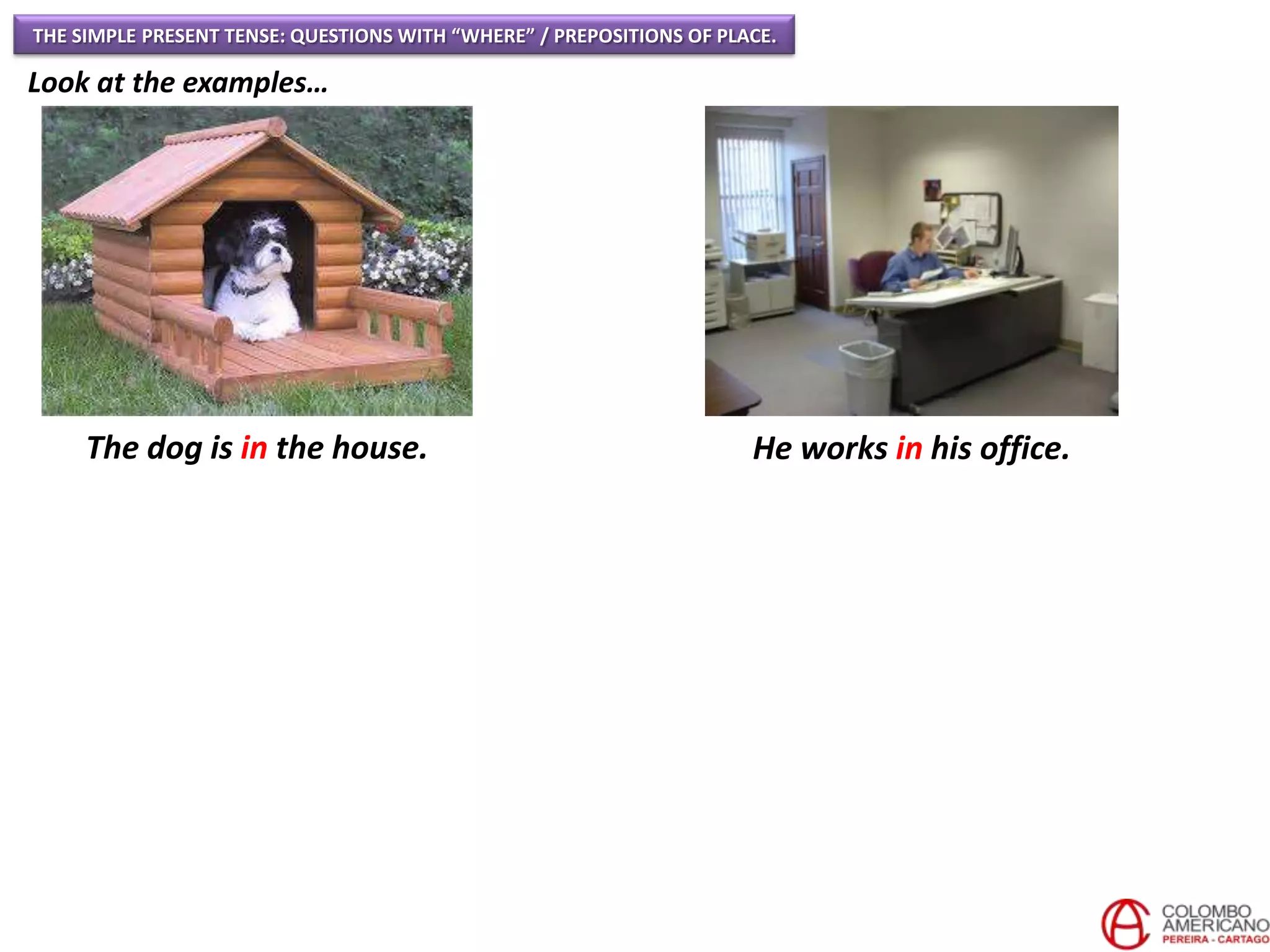 Project simple present with where and prep. of place. | PPT