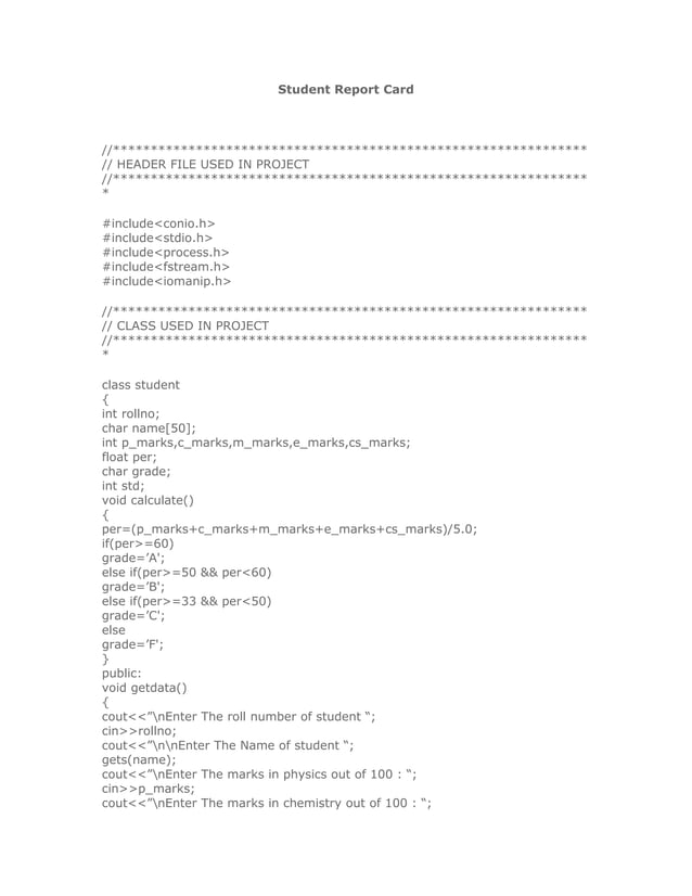 ~ Project-student report-card.cpp[1] | PDF