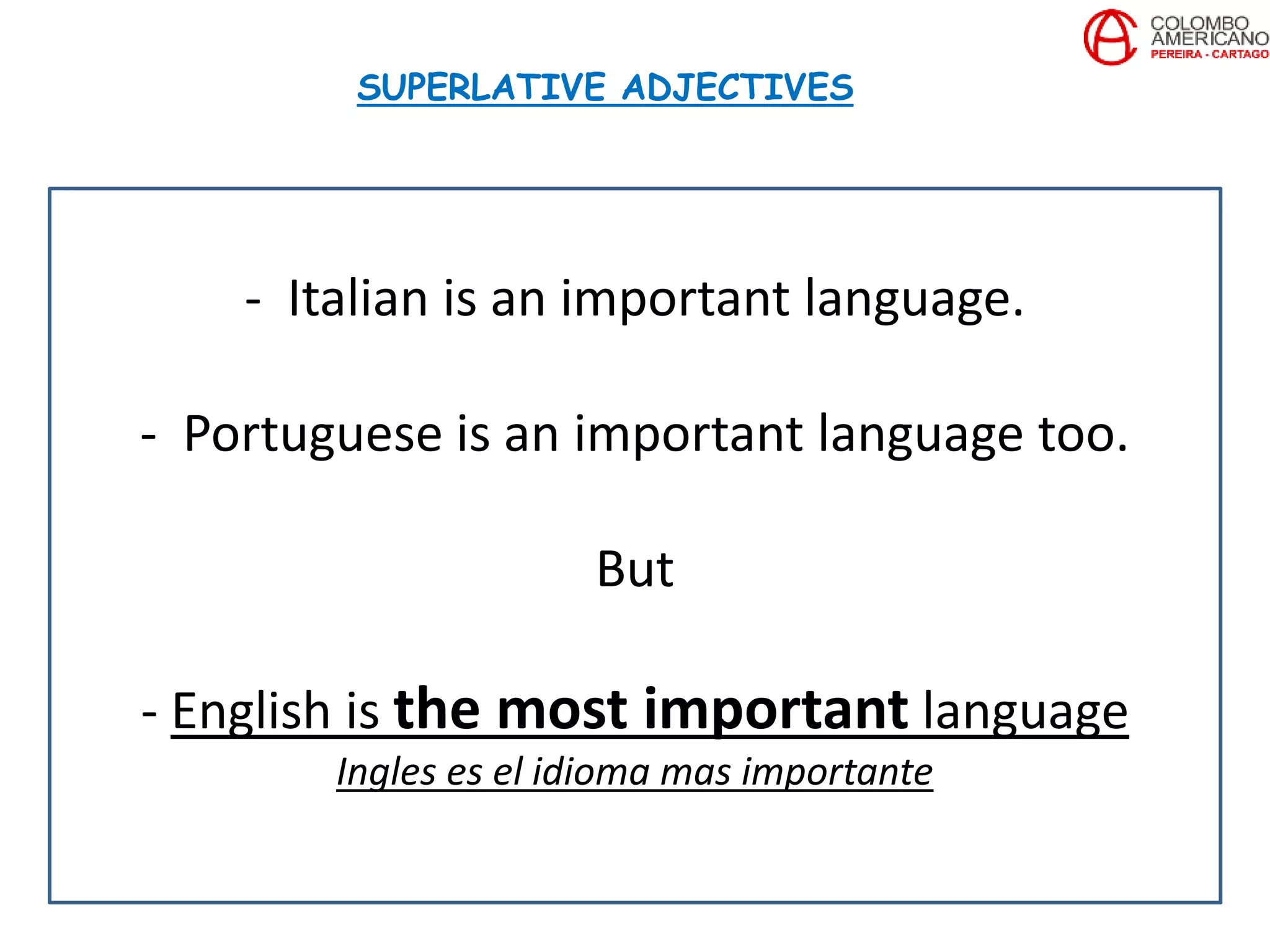 C7 U10 Project superlative adjectives. - | PPTX