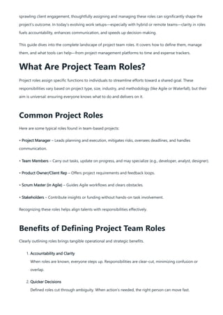Project Team Roles: Responsibilities & Benefits | PDF