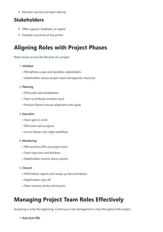 Project Team Roles: Responsibilities & Benefits | PDF
