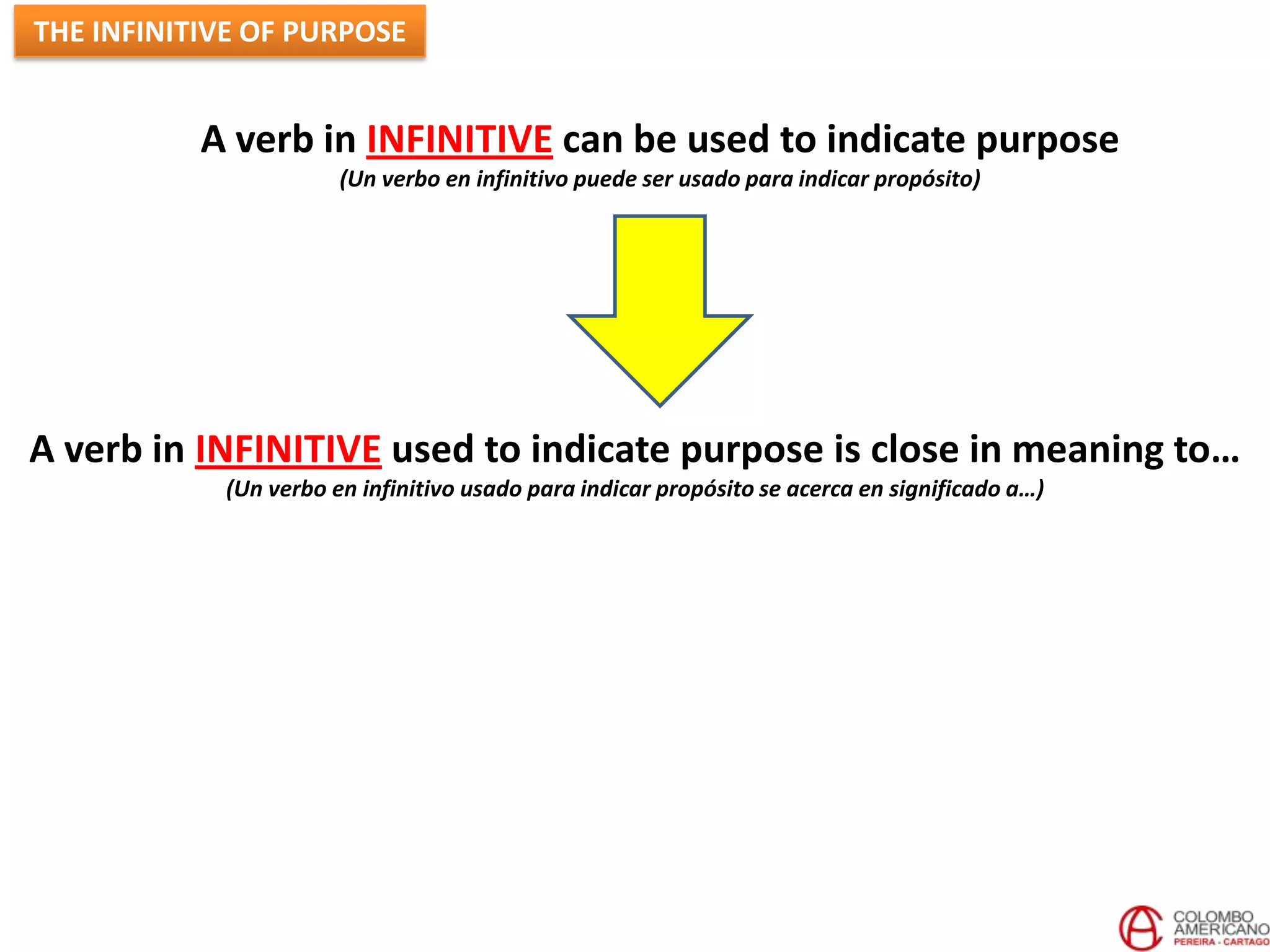 Course 10-Unit 9: The infinitive of purpose | PPTX