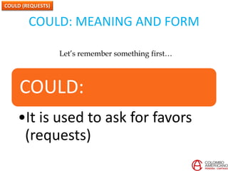 Course 5-Unit 13: The use of could you + base form for polite requests ...