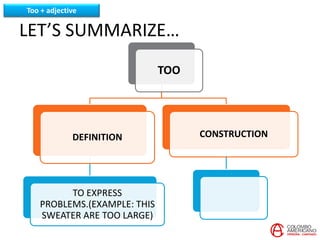 C5 U13 Project the use of too + adjective | PPTX