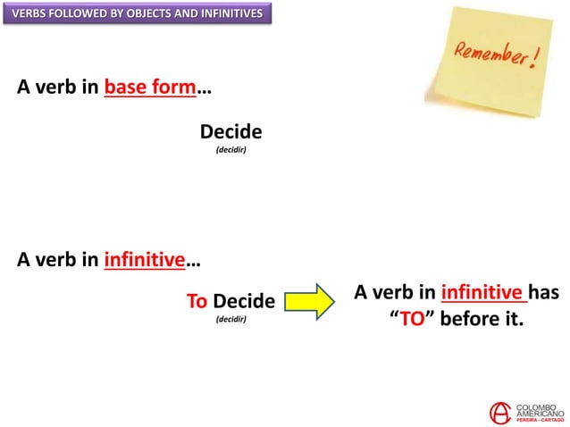 C14 U9 Project verbs followed by objects and infinitives. | PPT