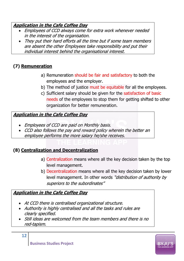 Project work-principles-of-management for class 12 | PDF