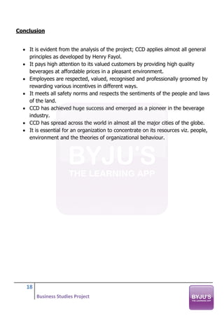 Project work-principles-of-management for class 12 | PDF