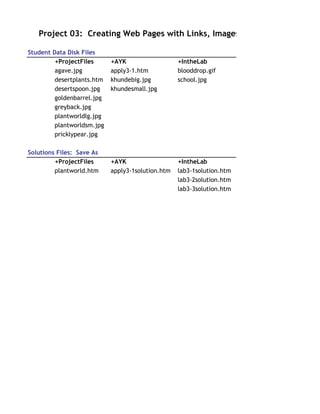 Project 03 Creating Web Pages with Links, Images, and Formatted Text ...