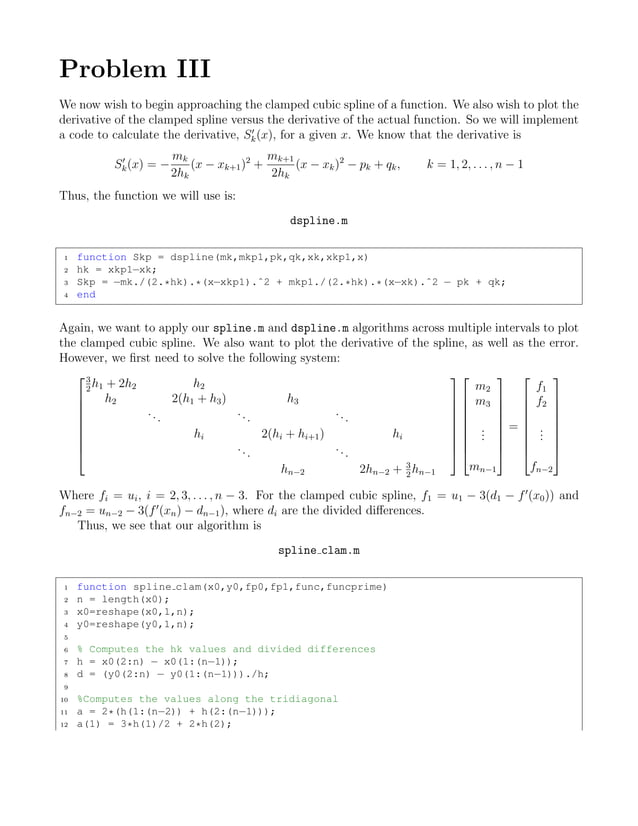 Natural and Clamped Cubic Splines | PDF