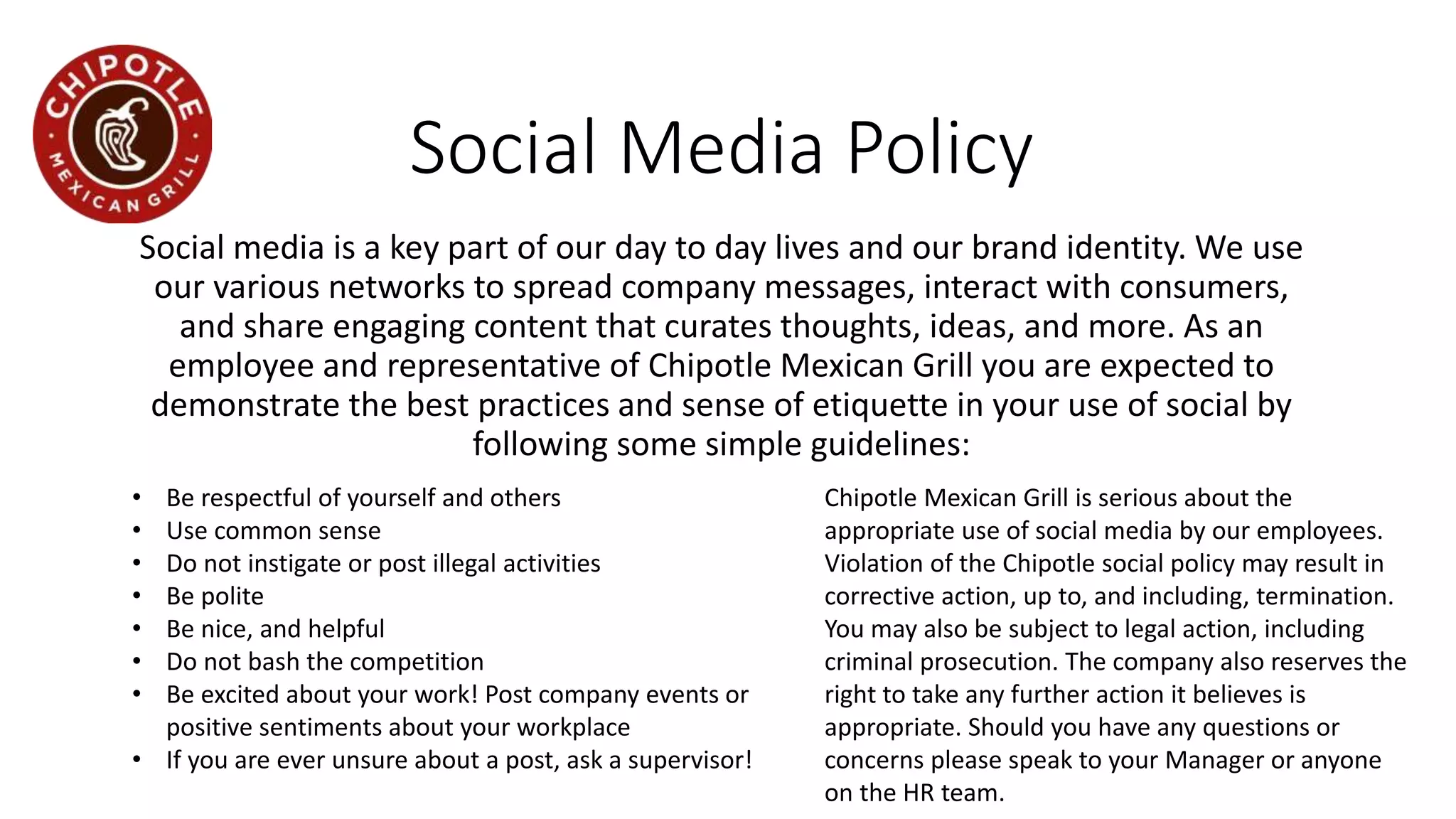 Chipotle Social Media Strategy | PPTX | Social Networking | Internet