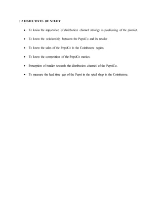 A STUDY ON EFFECTIVENESSOF DISTRIBUTION CHANNEL OF PEPSICO | DOCX