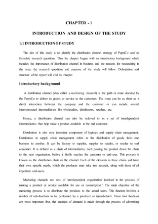 A STUDY ON EFFECTIVENESSOF DISTRIBUTION CHANNEL OF PEPSICO | DOCX