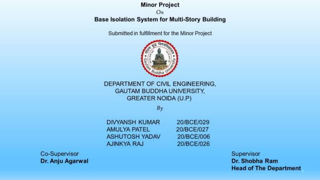 Base isolation method System for Multi storey Building | PPT