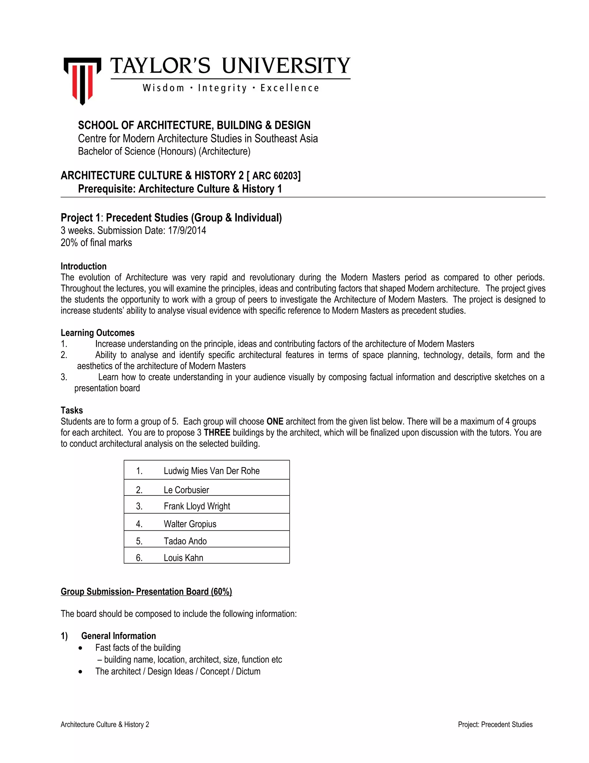 Project 1 brief precedent studies | DOC