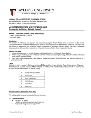 Project 1 brief precedent studies arch. culture and history 2 | PDF ...