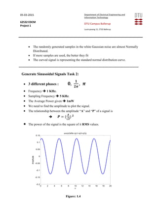 Project 1 “Signal Power, Noise, SNR and Auto- and Cross Correlation” | PDF