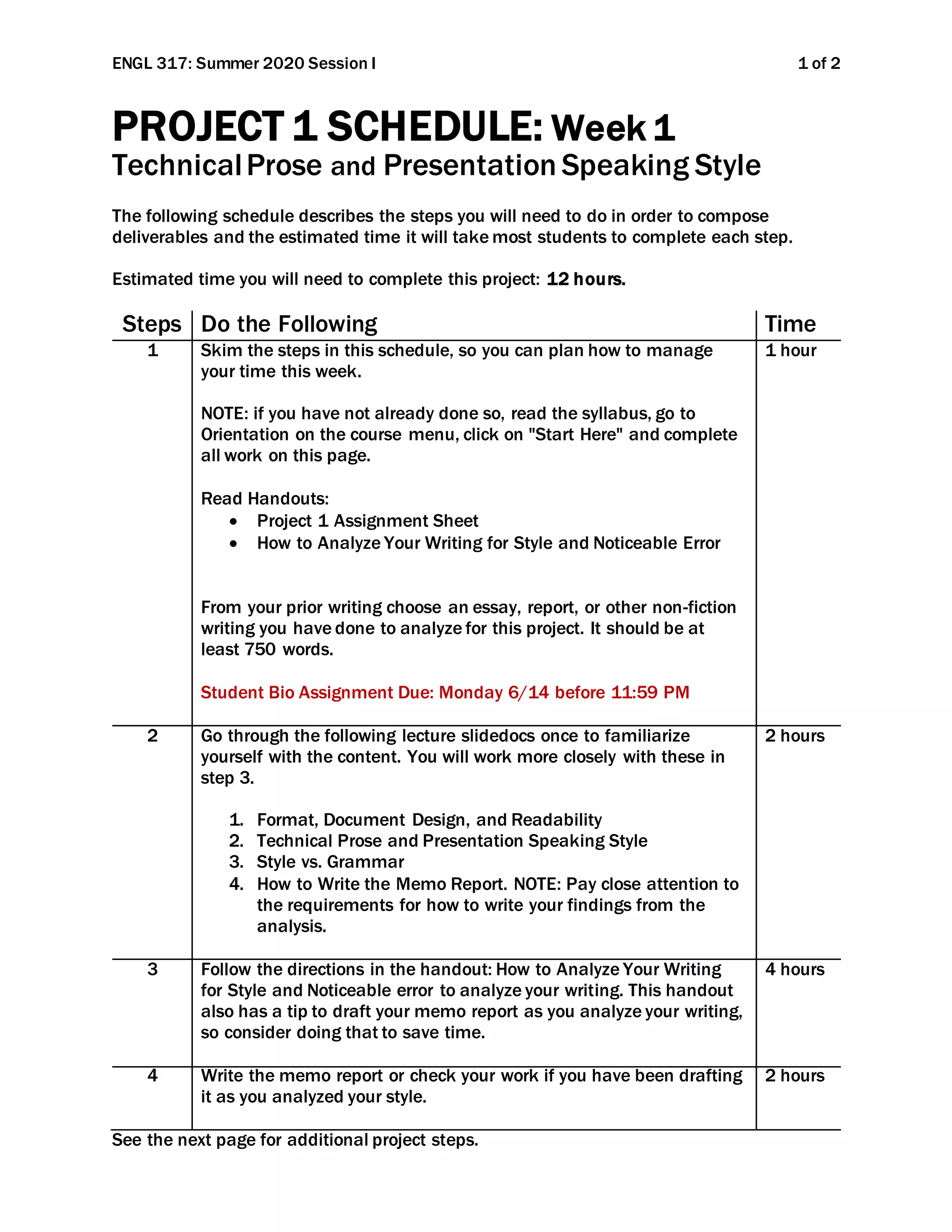 Project1 schedule steps_engl317_summer2021 | DOCX